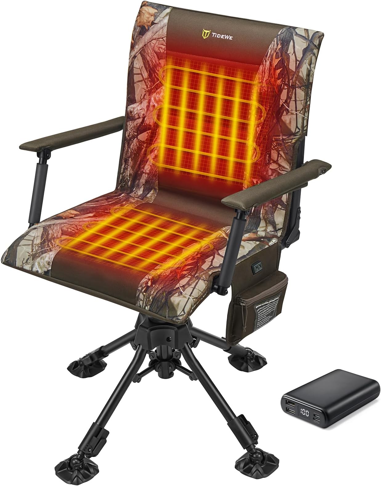 Amazon.com : TIDEWE Hunting Chair Heated with Seat Cover & Battery, 360 ...