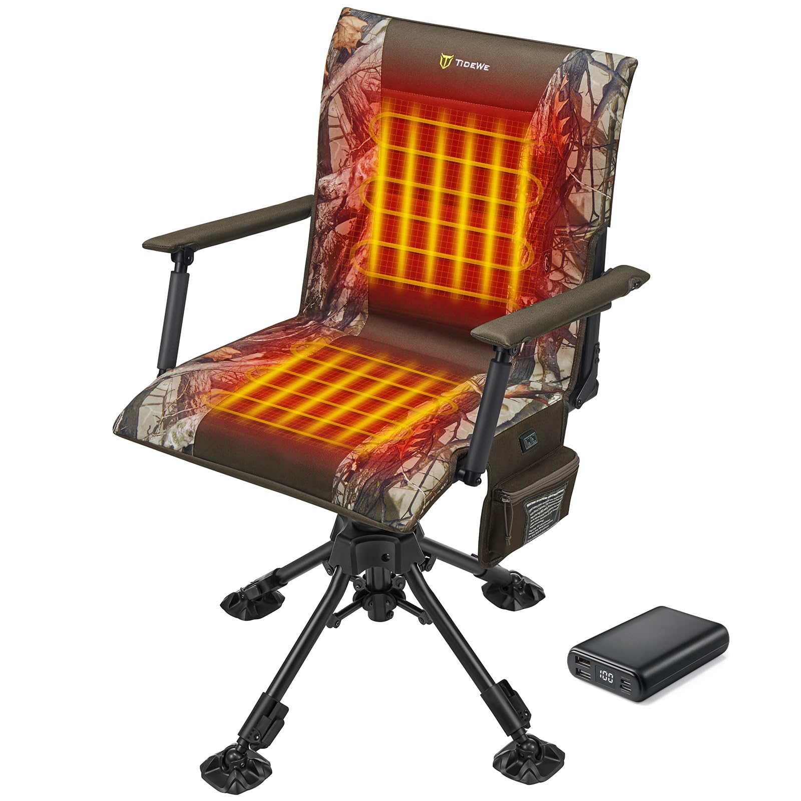 Amazon.com: TIDEWE Hunting Chair Heated with Seat Cover & Battery, 360 ...