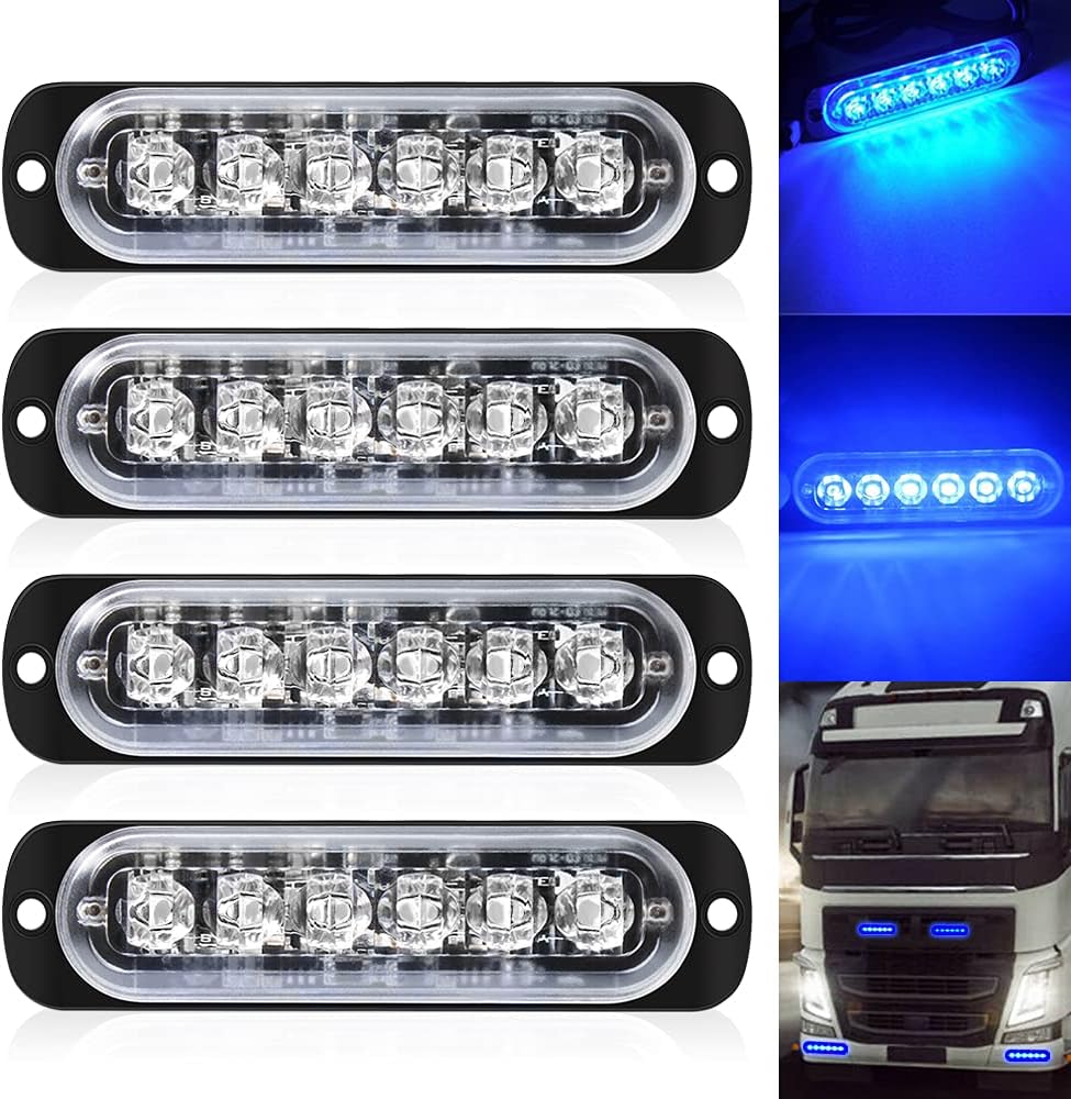 Defvnsy - Pack of 4-6 LED Strobe Car Warning Light Bar Vehicle ...