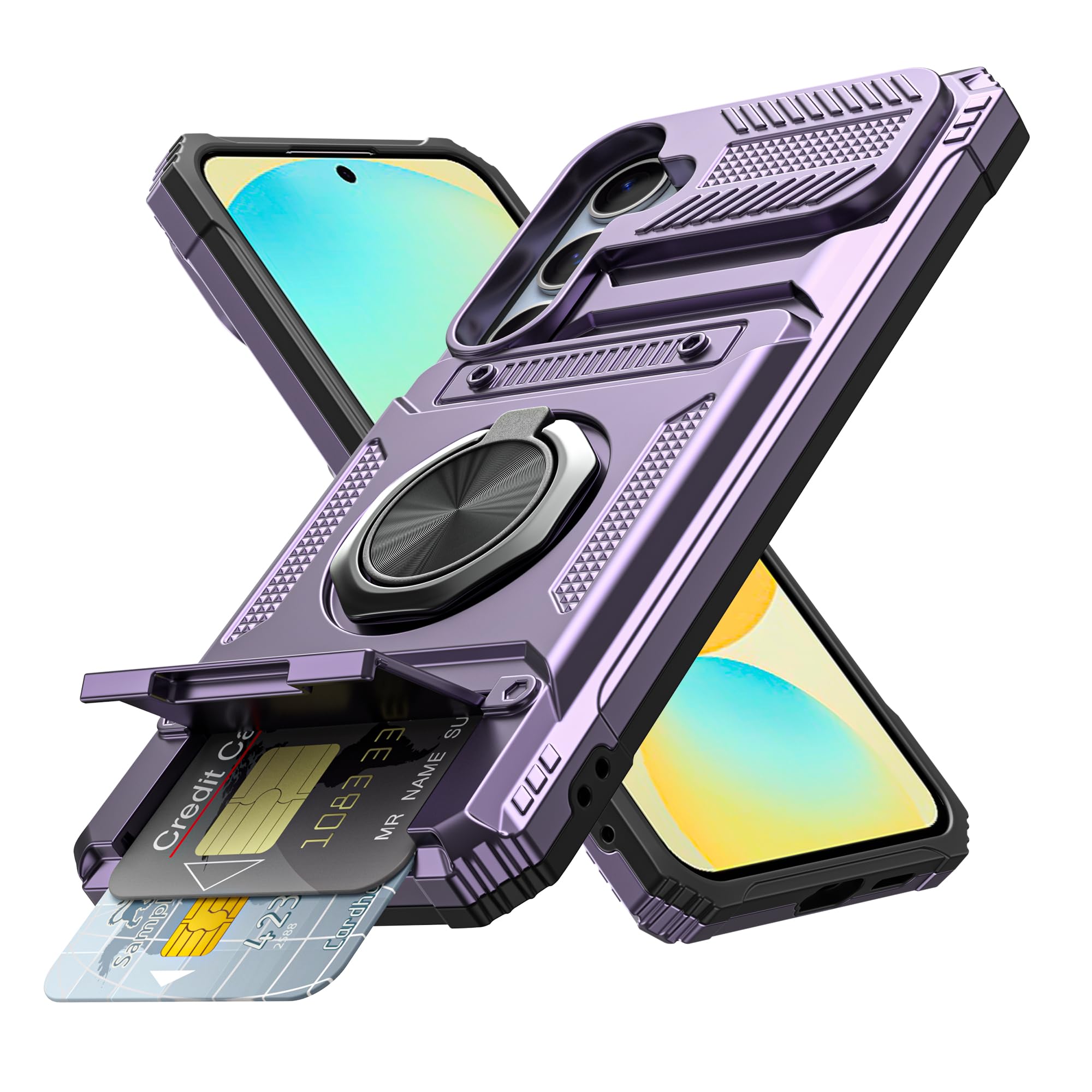 Amazon.com: Vofolen for Samsung Galaxy S24 FE Case with Card Holder [Store 2 Cards] +360 ...