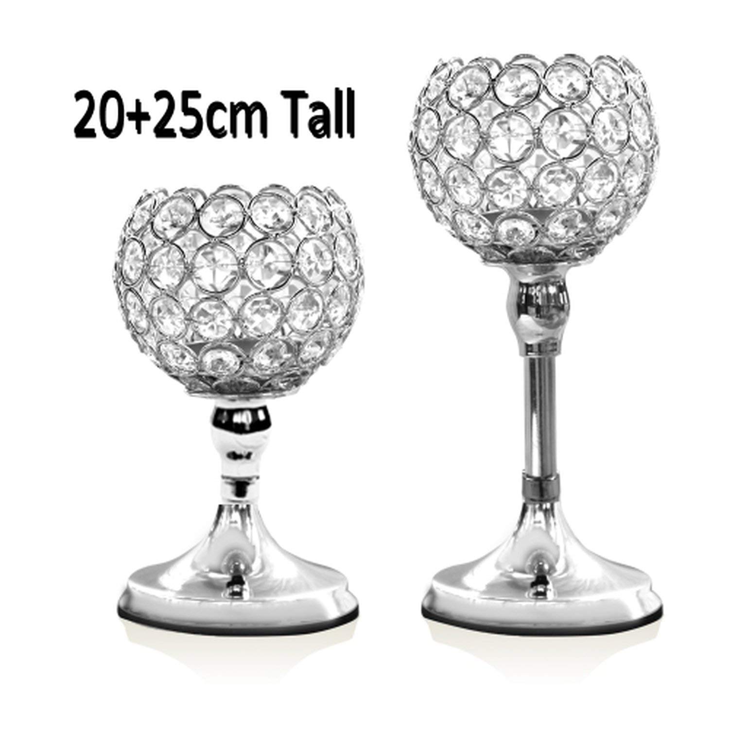 Jen Jen Glass Pillar Tealight Candle Holders Crystal Candlesticks Table ...