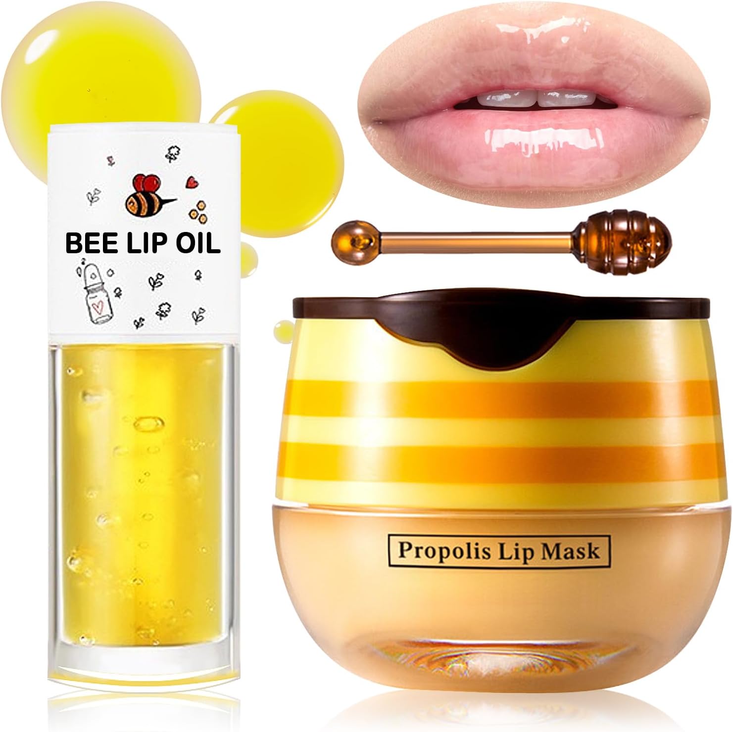 Amazon.com : 3 PCS Bee Lip Balm Lip Mask Honey Pot, Watermelon & Cherry ...