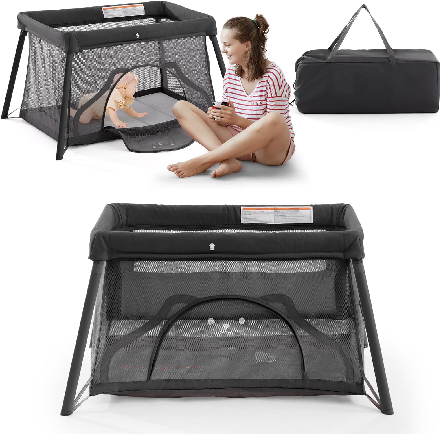 Amazon.com : Travel Crib,3 in 1 Portable Crib for Baby, Lightweight ...