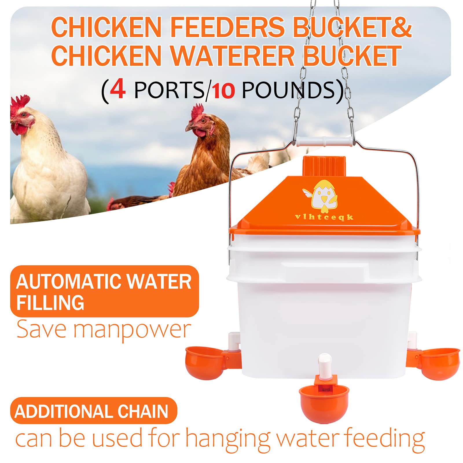 vlhtceqk â€ŽChicken Feeder and Waterer Set,10lb Chicken Feeders No ...