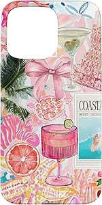 Amazon.com: iPhone 15 Pro Max Summer Coastal Coquette Cocktail Palm ...