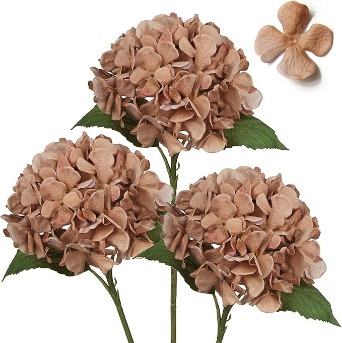 Amazon.com: DILATATA Dried Touch Hydrangeas Artificial Flowers 17" Tall ...
