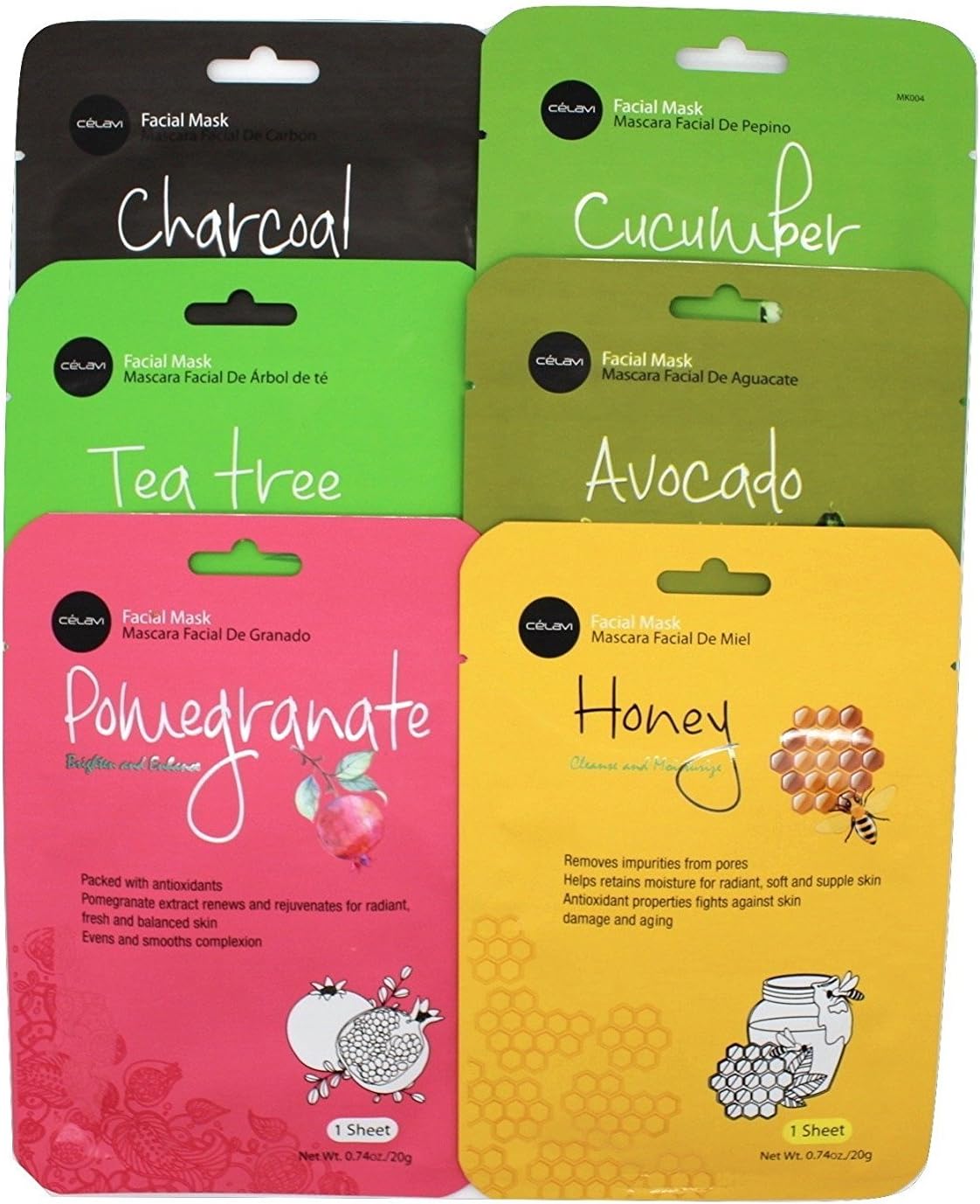 Amazon.com : celavi Essence Facial Face Mask Paper Sheet Korea Skin ...