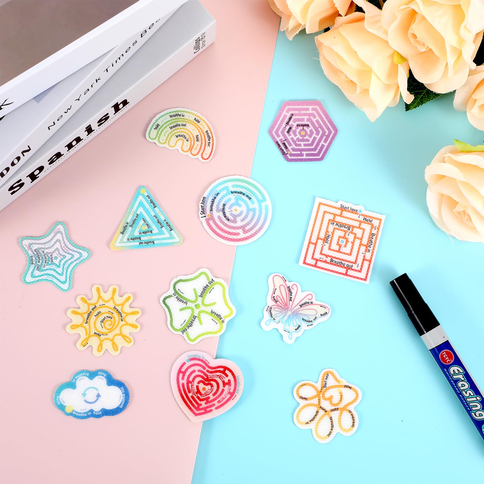 Snapklik.com : 48 Pcs Breath Calm Anxiety Sensory Stickers Tactile ...