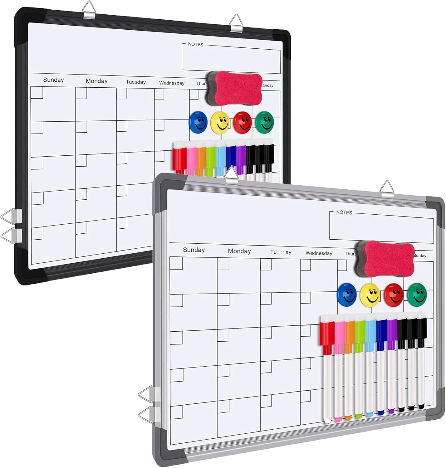 Amazon.com : 2 Pcs Dry Erase Whiteboard Calendar, Magnetic White Board ...