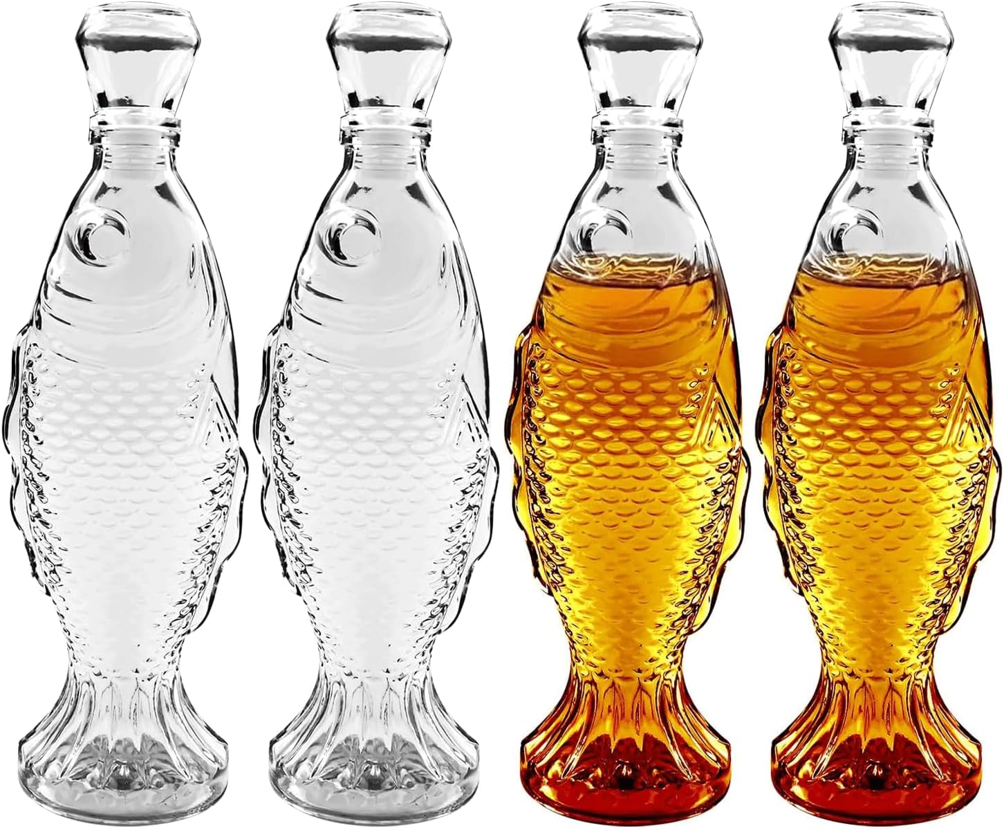 Amazon.com | Fish Shaped Whiskey Decanter Glass with Lid 500ml X 4pcs ...