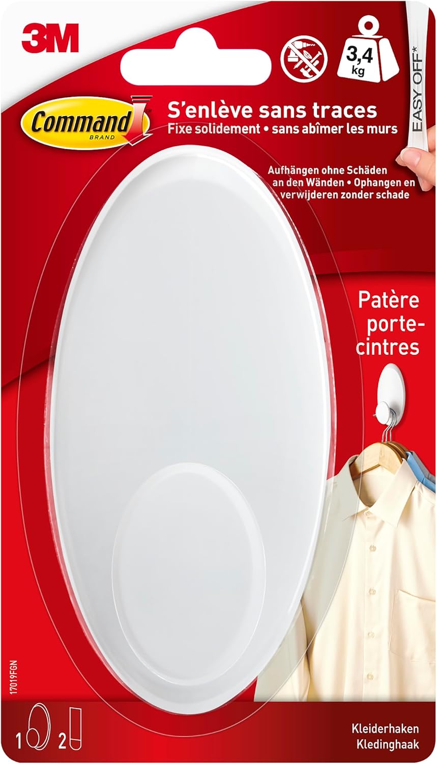 Command Large White Coat Hook - 1 Hook, 2 Adhesive Strips - Wall Hooks ...