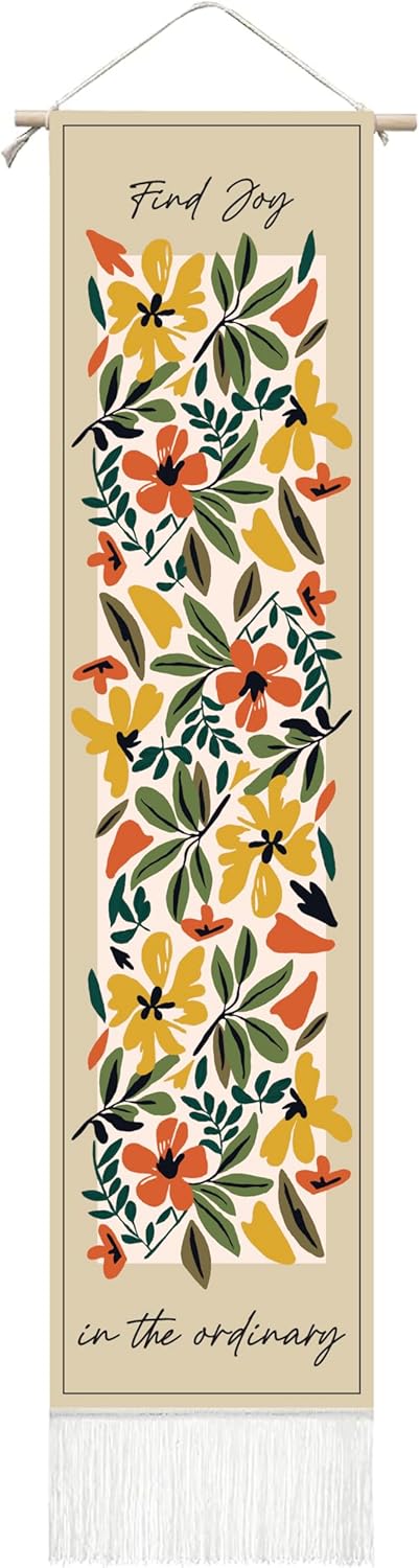 Amazon.com: Vintage Floral Tapestry Wall Hanging Long Narrow Wall Art ...