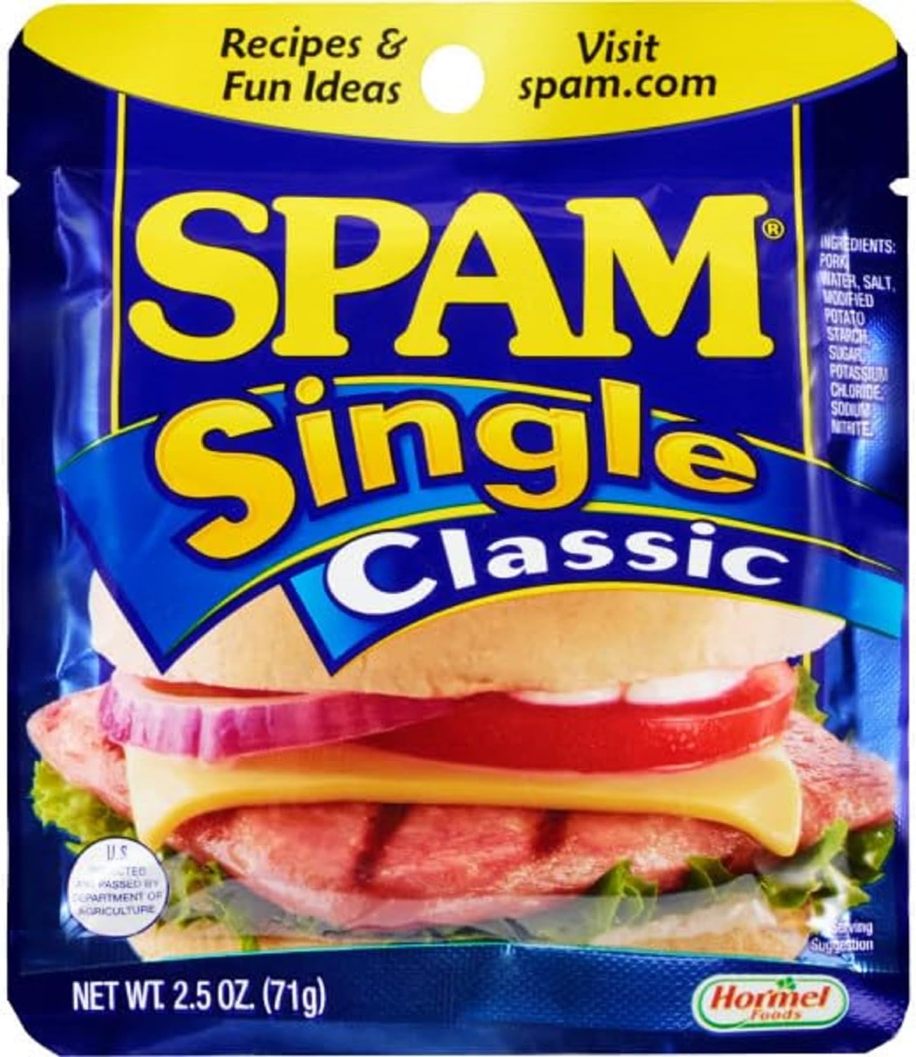 Amazon.com : Spam Single Classic, 2.5 Ounce Pouch (Pack of 24 ...