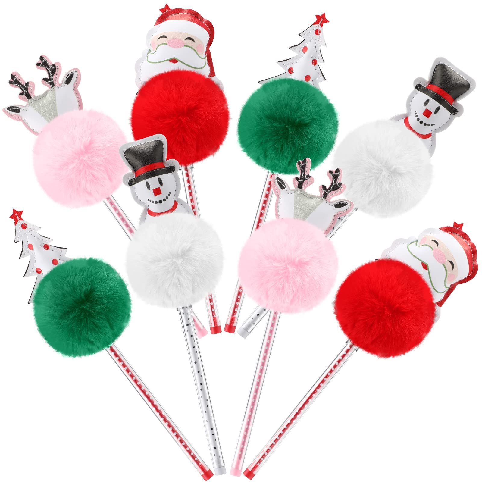 Snapklik.com : 8 Pcs Christmas Pom Pom Pen Gifts Fluffy Ballpoints Cute ...