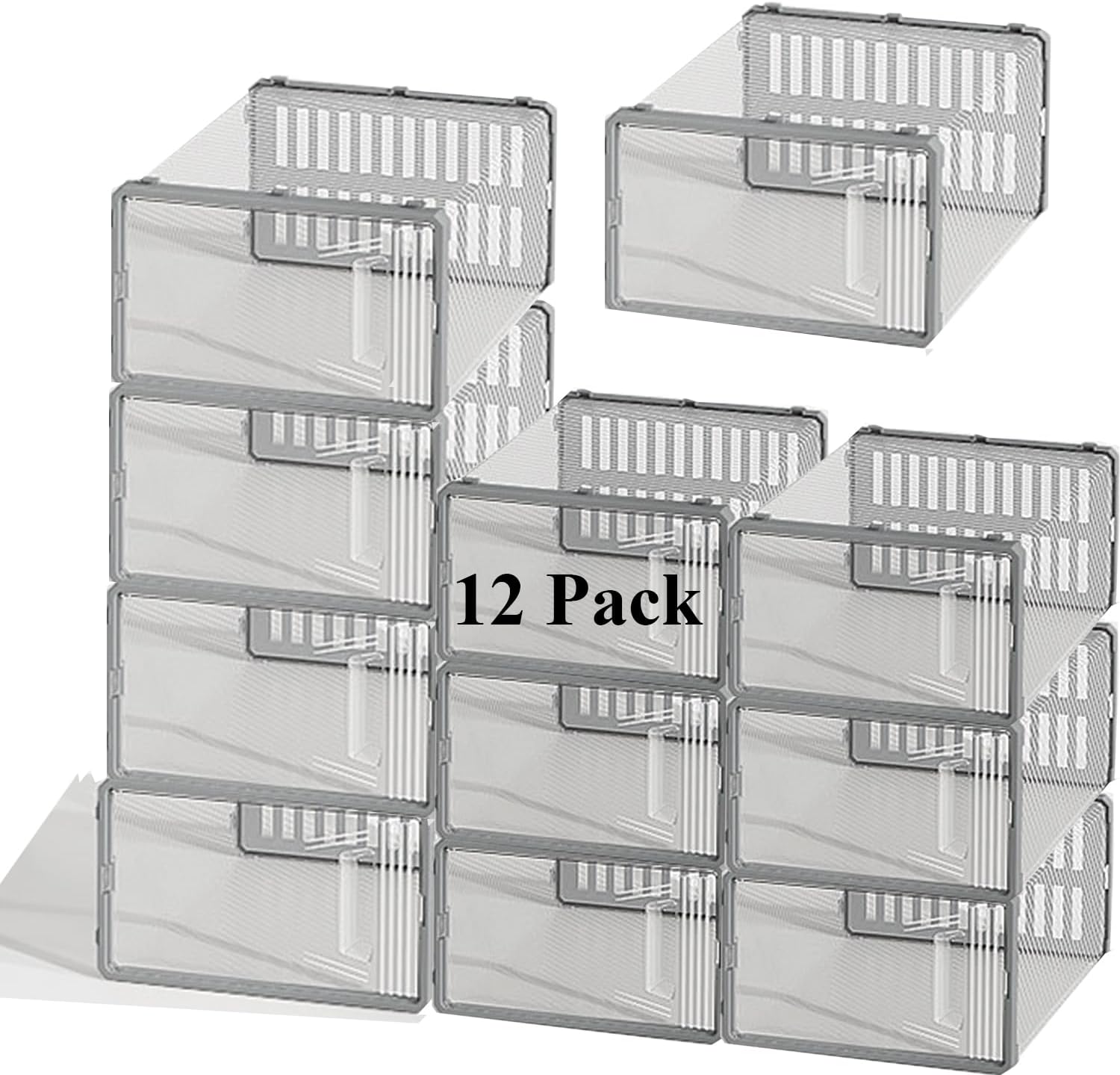 Amazon.com: 12 Pack Shoe Boxes, Clear Plastic Foldable Shoe Storage ...