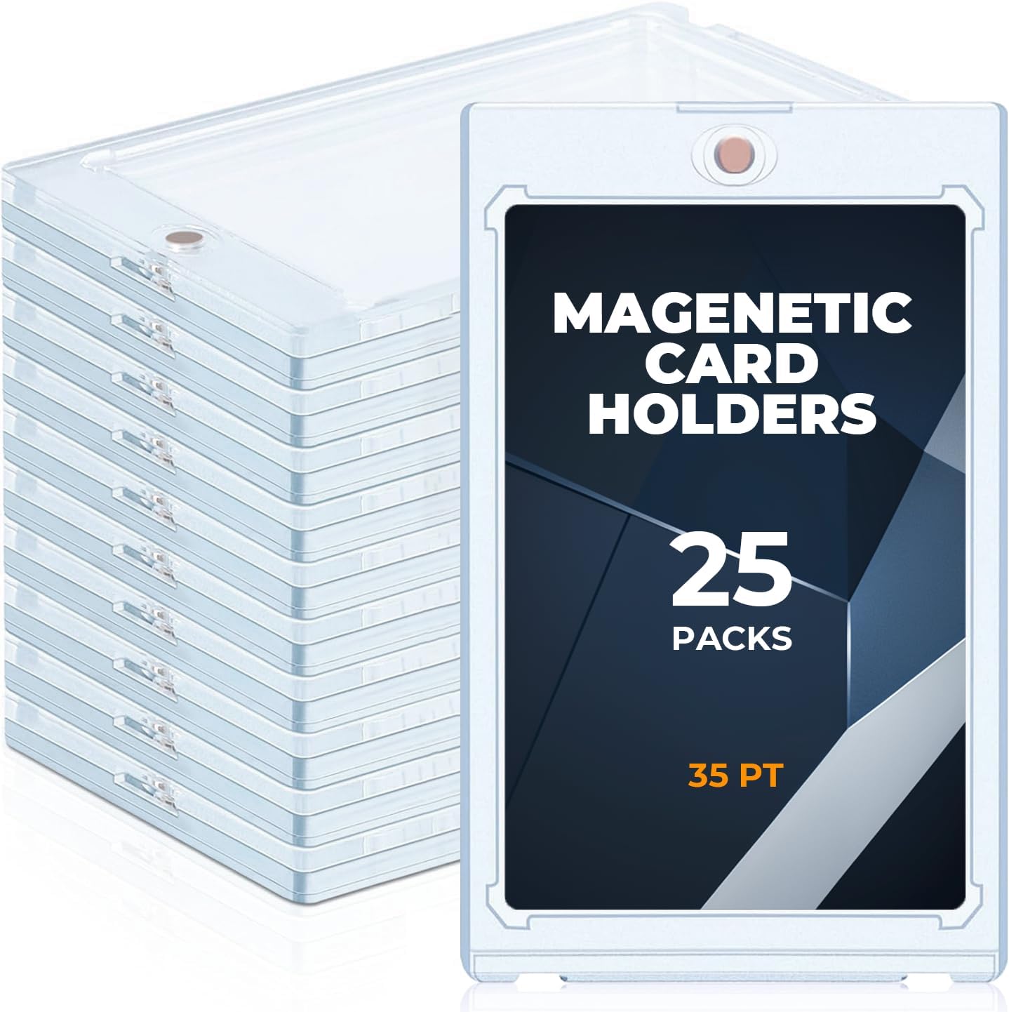 25Pack Magnetic Card Holder, 35pt Card Case for Game Sports Business Trading Cards, Photocards ...