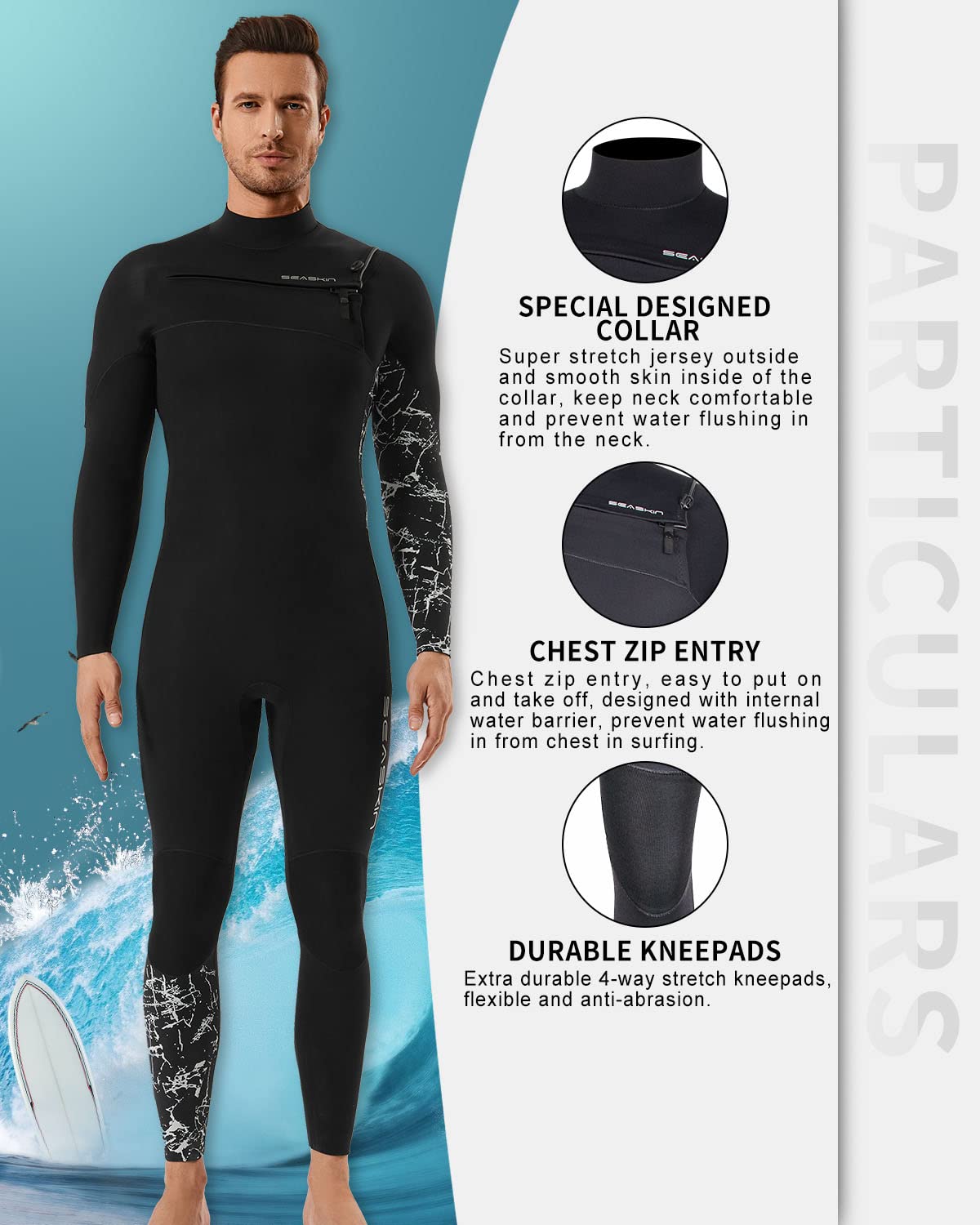 Snapklik.com : Mens Surfing Wetsuit Full Body GBS 3/2mm Neoprene ...