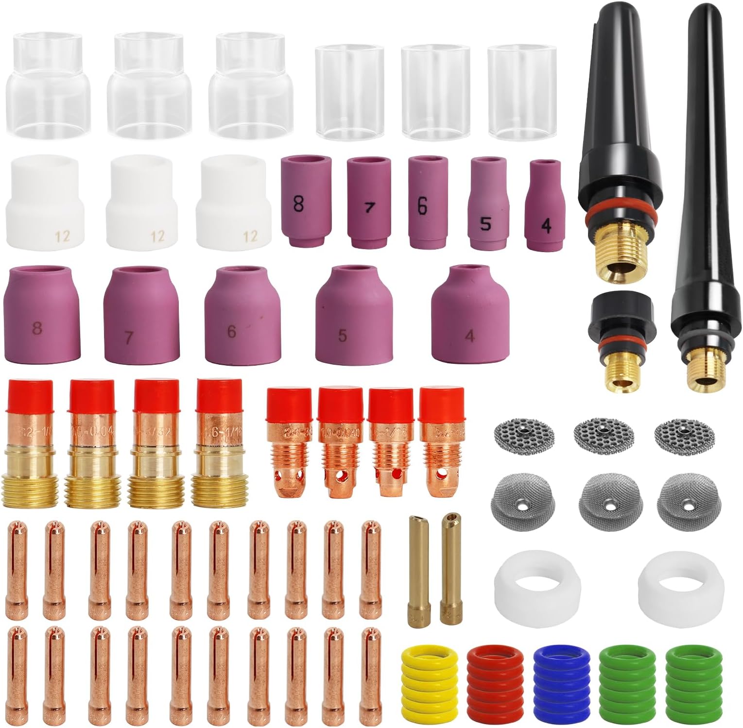 63PCS TIG Welding Torch Accessories kit Nozzle Collets Body Stubb ...