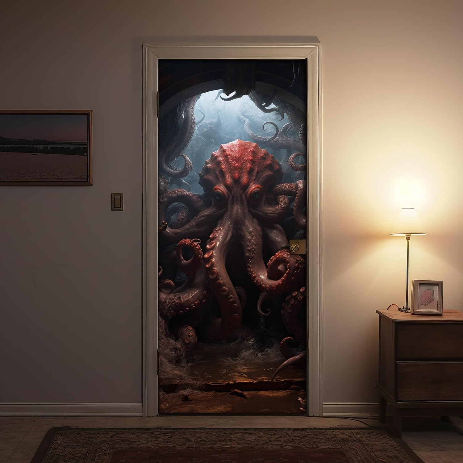 Amazon.com: Angry octopus door fabric banner, sea theme door decal ...
