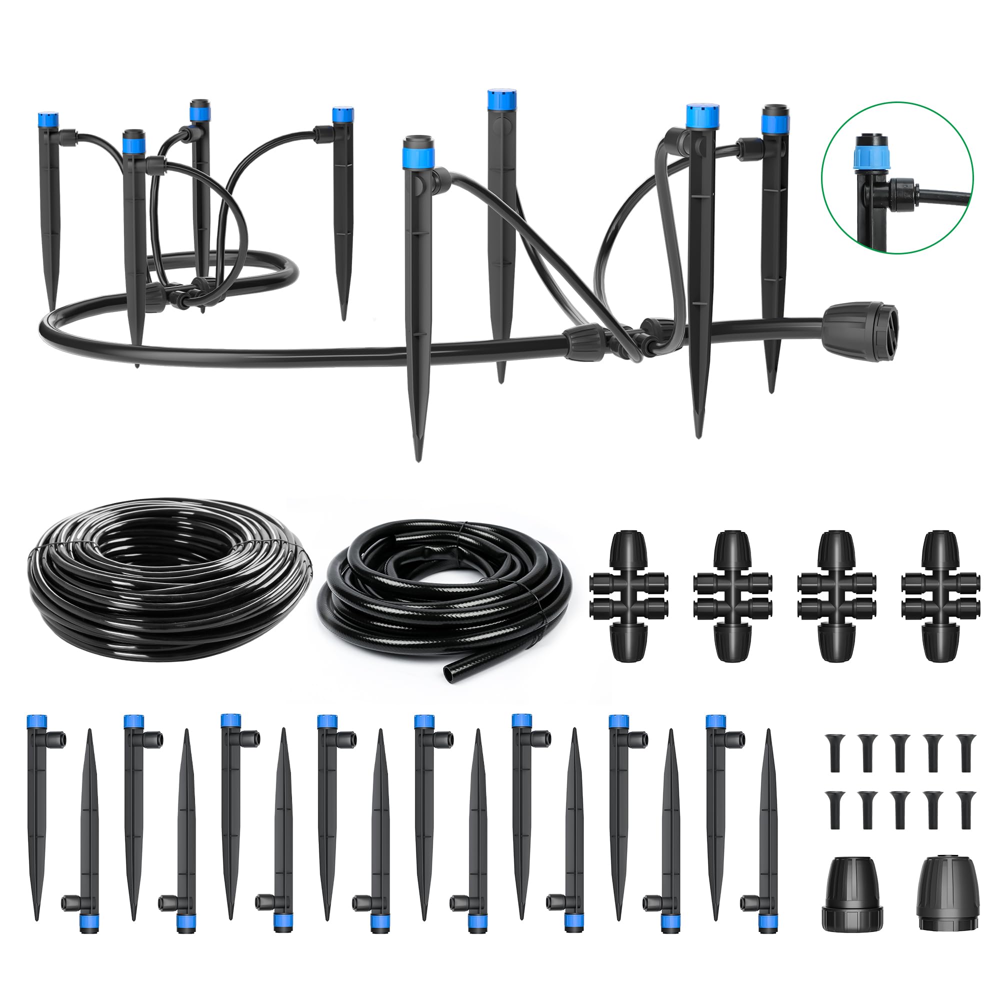 MIXC Quick-Connect Drip Irrigation System, 95FT Garden Watering Systems ...