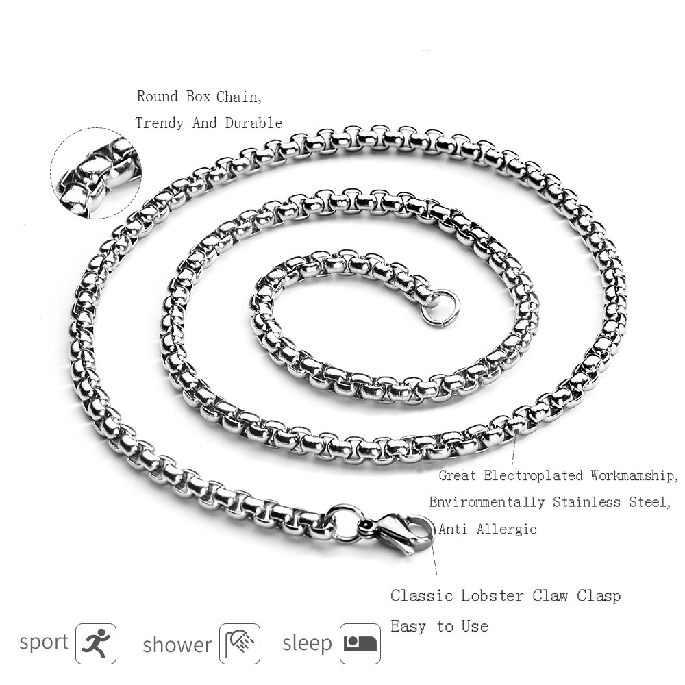 Snapklik.com : Square Rolo Chain Necklace Stainless Steel Round Box ...
