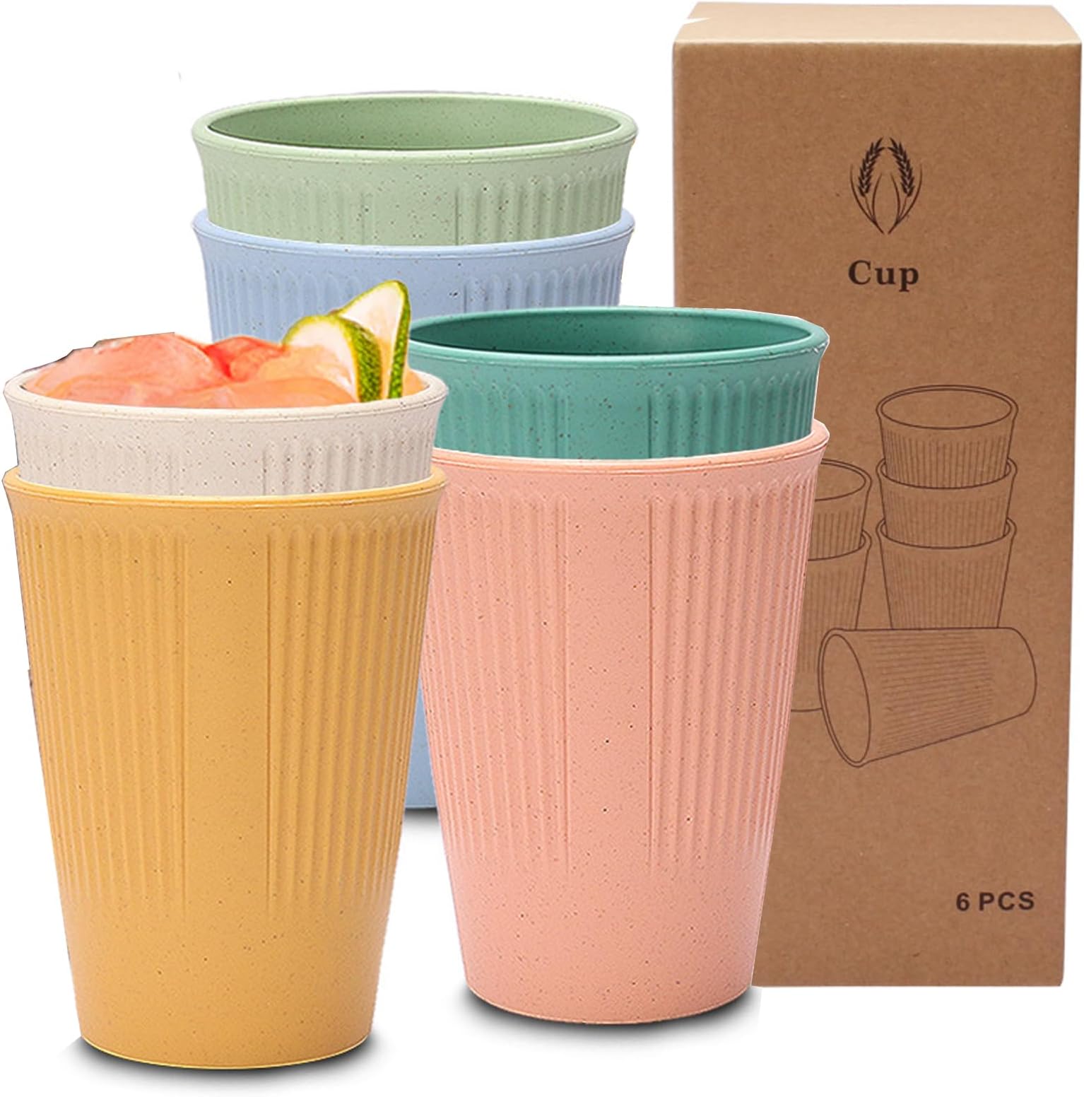 Widousy 6 Pcs Unbreakable Drinking Cups, 350ML Reusable Plastic Cups ...