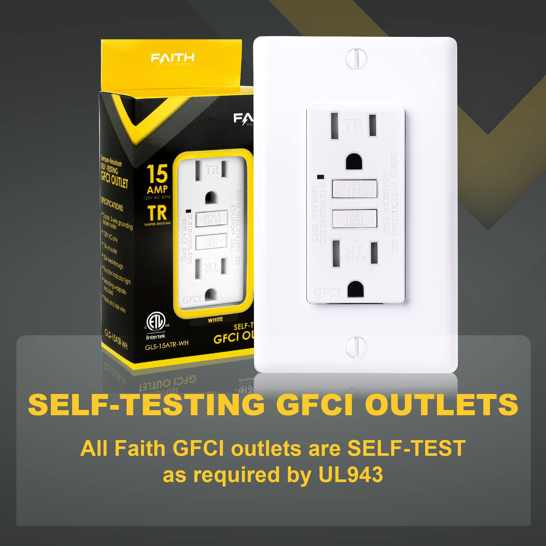 Snapklik.com : Faith 15 Amp GFCI Outlet, ETL Listed, Tamper-Resistant ...