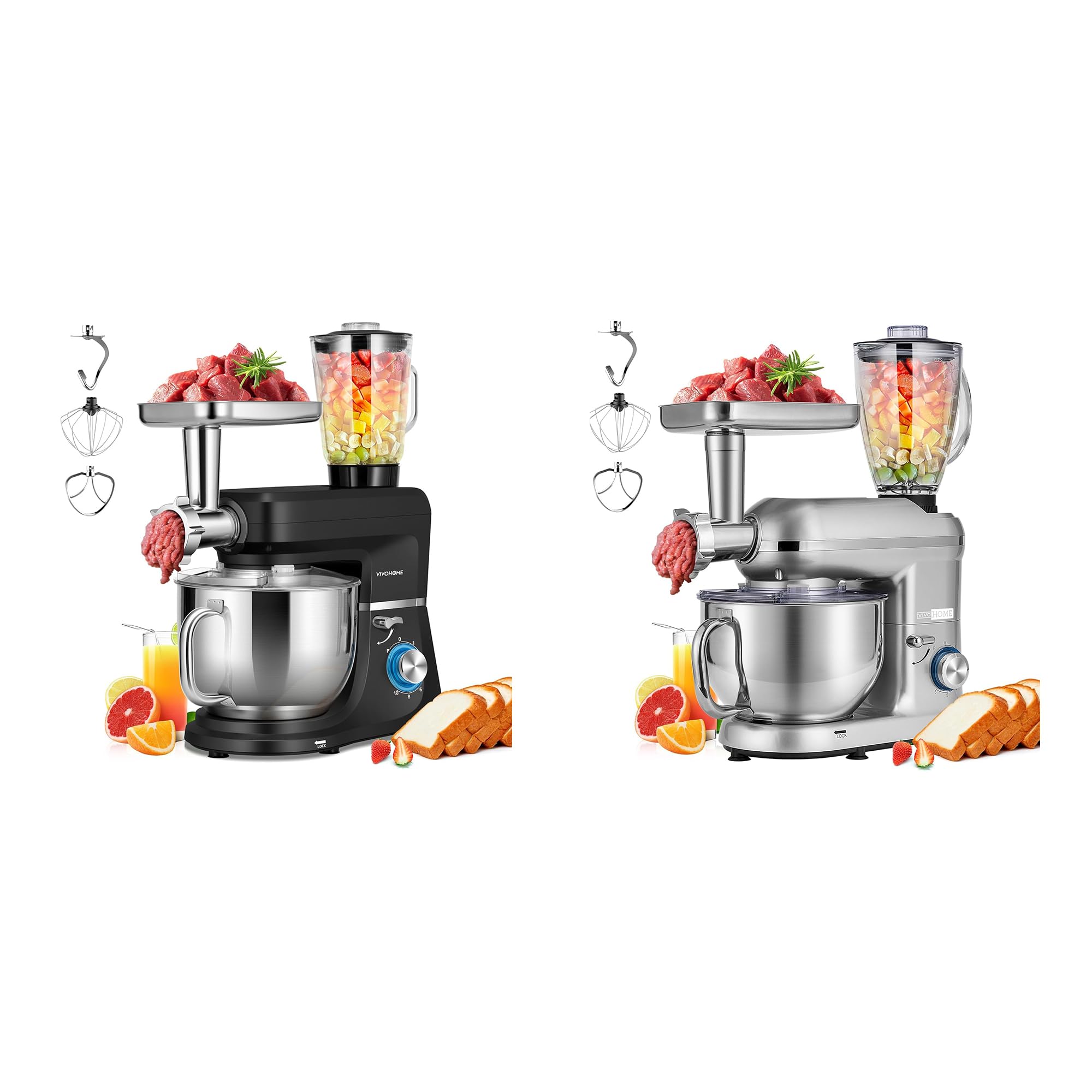 Amazon.com: VIVOHOME 6 in 1 Multifunctional Stand Mixer with 3 in 1 ...