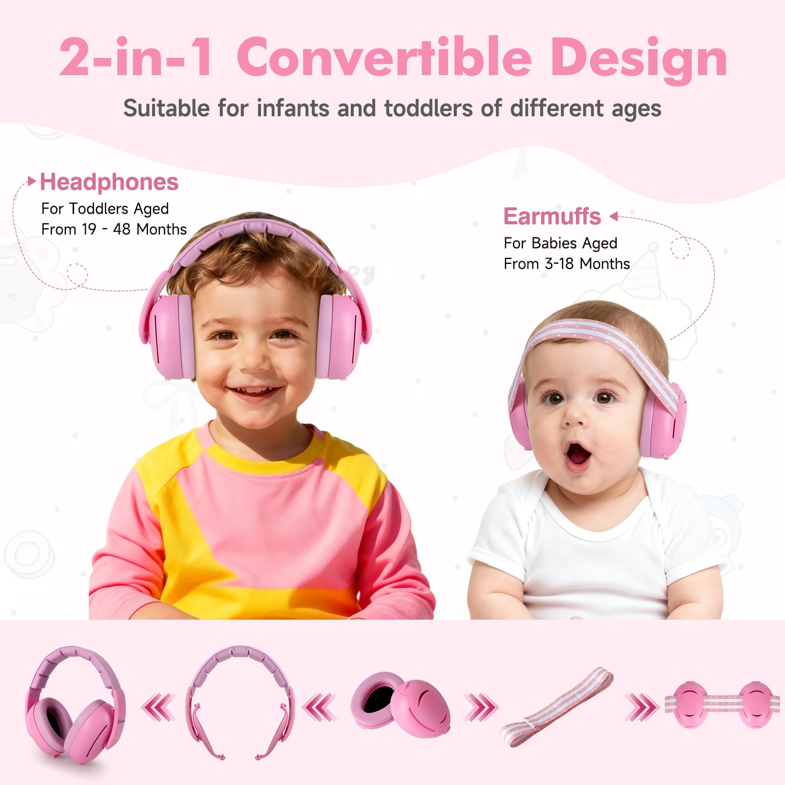 Newborn Ear Defenders Hearing Aid Folding Ear Defenders Safety Earmuff ...