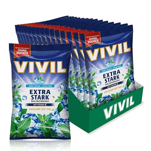 VIVIL Extra Stark Halsbonbons ohne Zucker | 15 Beutel x 120g : Amazon ...