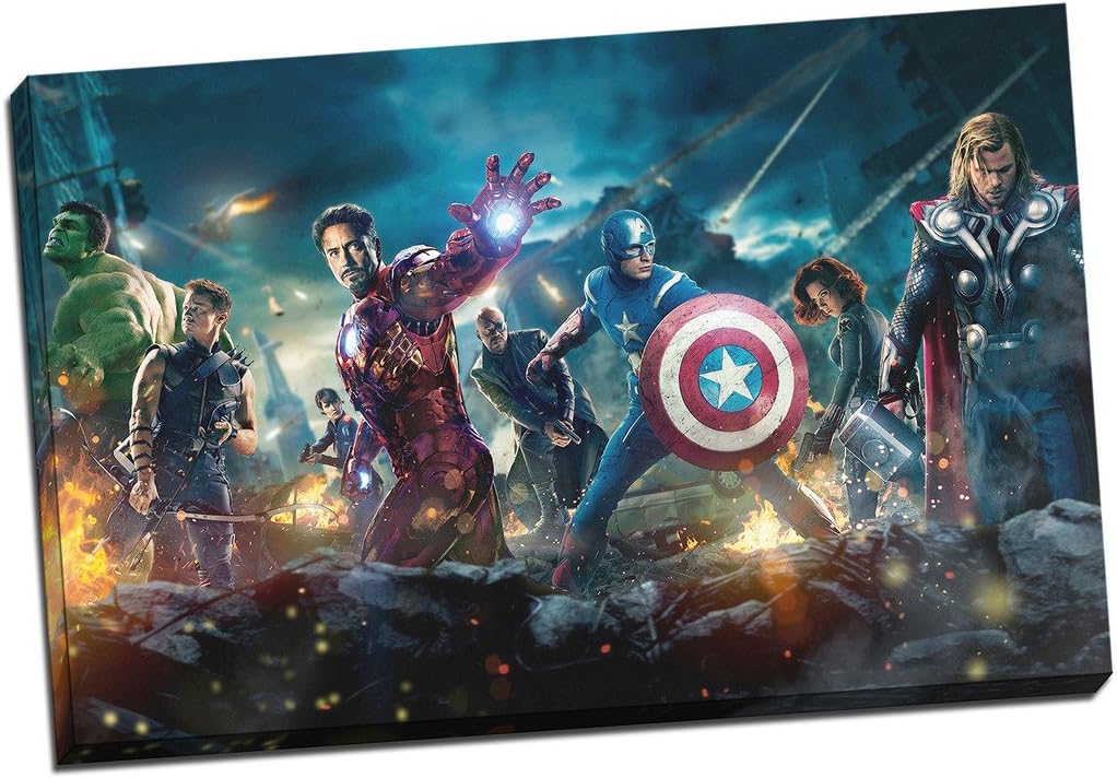 Big Art Shop Marvel Superheroes Comic - Framed Canvas Art Print ...