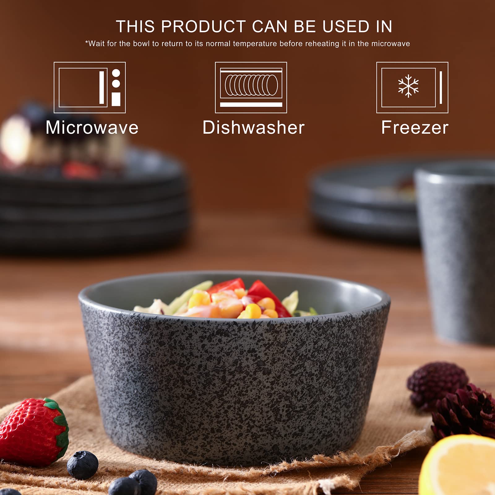 Bestone Stoneware Dinnerware Sets,Plates and Bowls,Round Matte Glaze ...