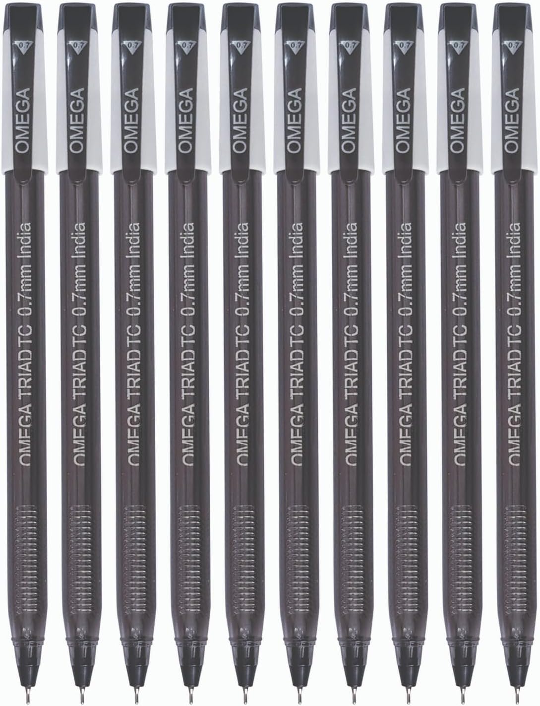 OMEGA Triad-TC Ballpoint Pens, BLACK, Fine Point (0.7 mm), Pack of 10 ...