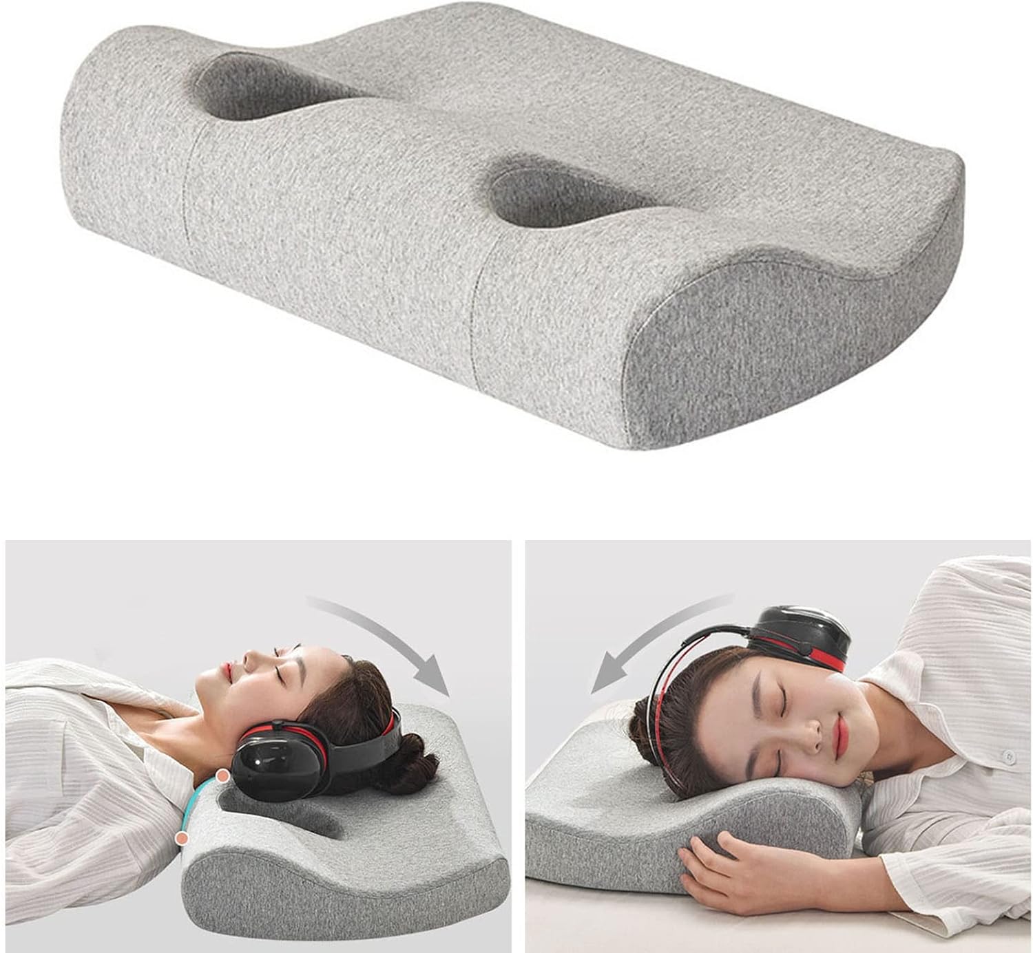 Amazon.com: QCLUEU Pillow with Double Ear Hole, Piercing Pillow for ...