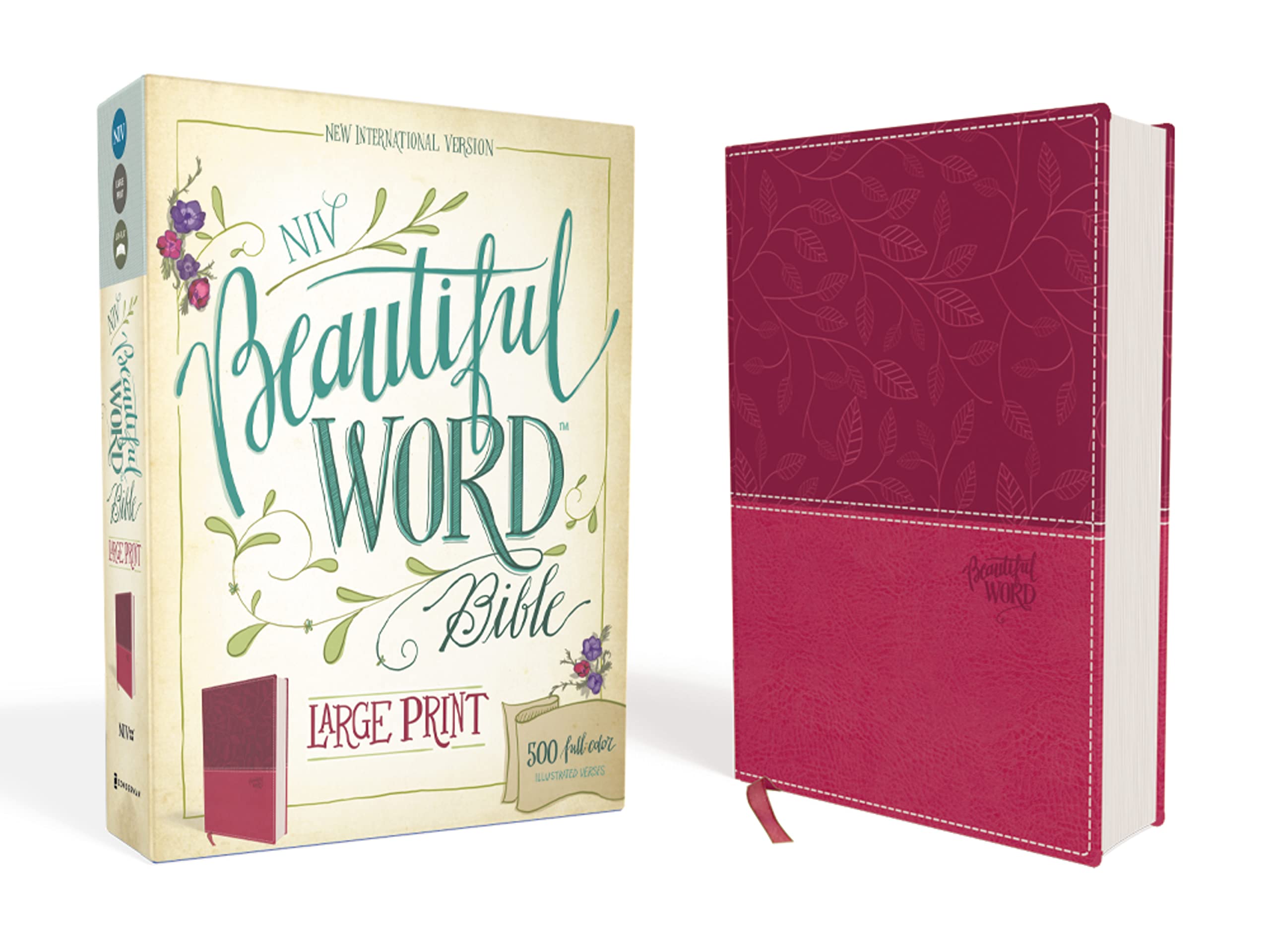 NIV, Beautiful Word Bible, Large Print, Leathersoft, Pink: 500 Full ...