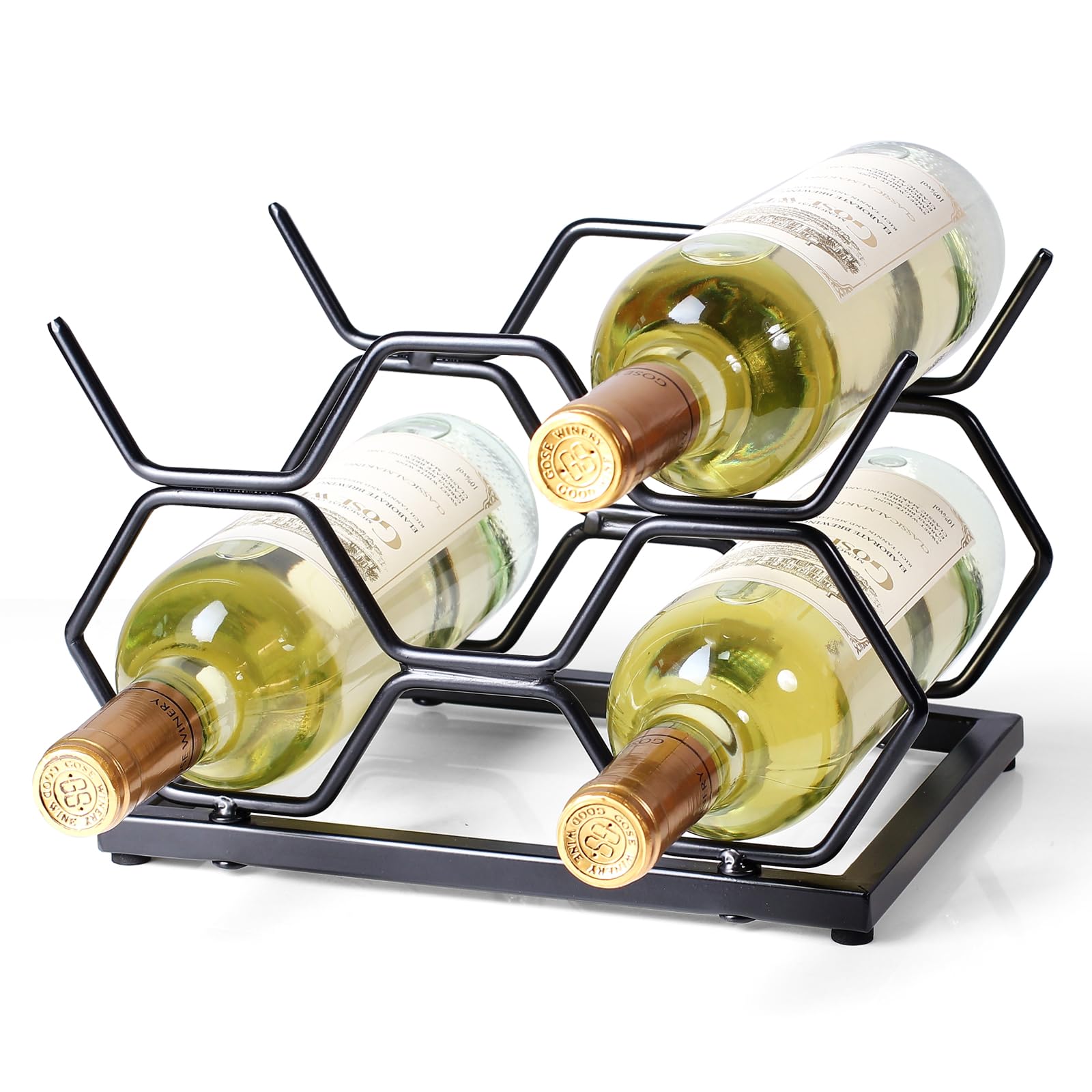 Amazon.com: Drincarier Countertop Wine Rack - 5 Bottle Freestanding Modern Gold Metal Small Wine ...