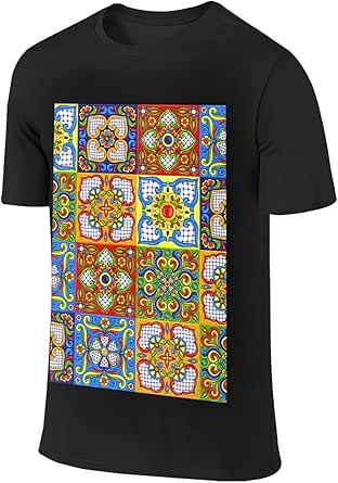 Mexican Talavera Ceramic Tile Pattern Morocco Cotton Short Sleeve T ...