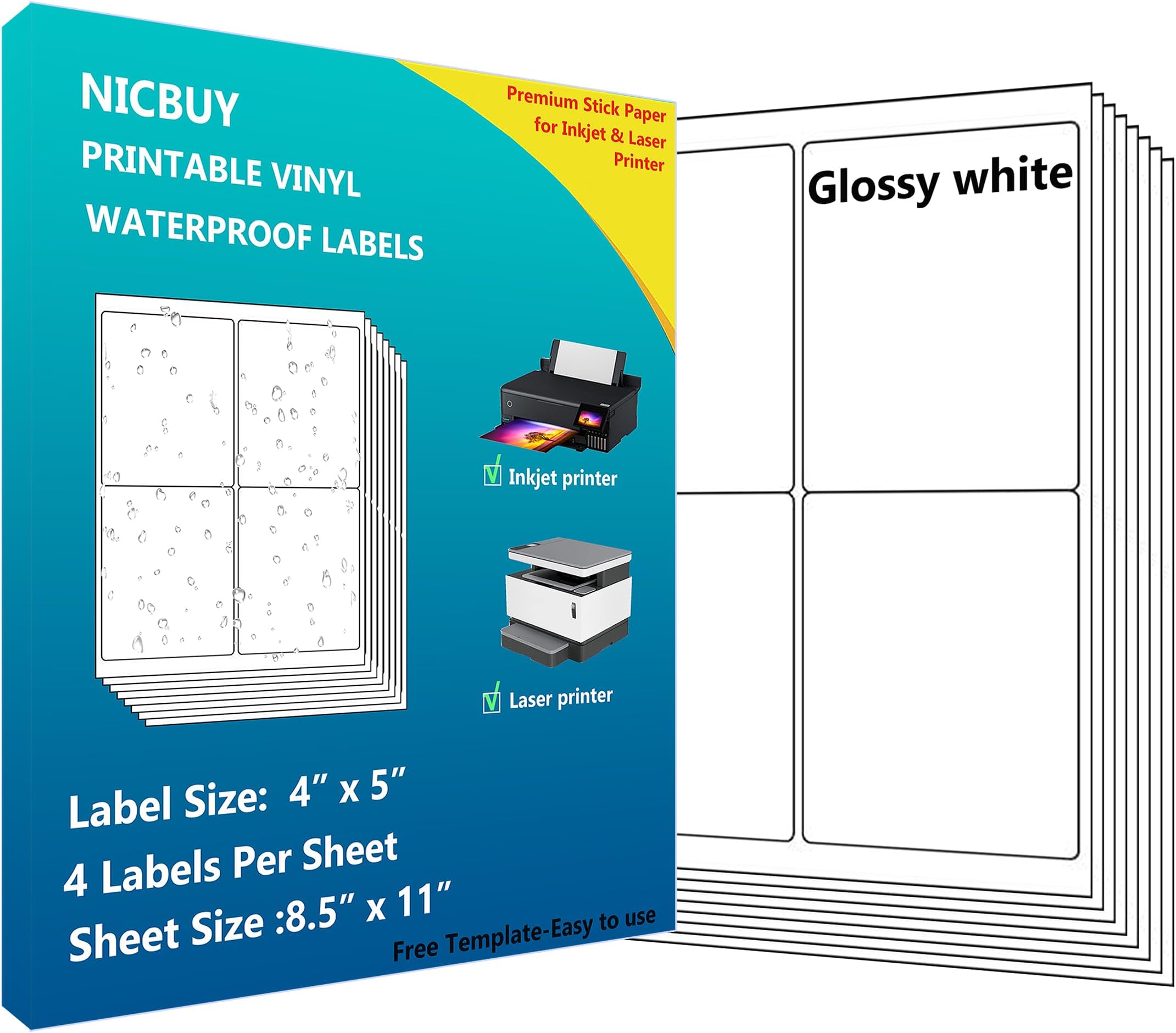 Amazon.com : 2x3 inch Bottle Labels Printable Glossy White Waterproof ...