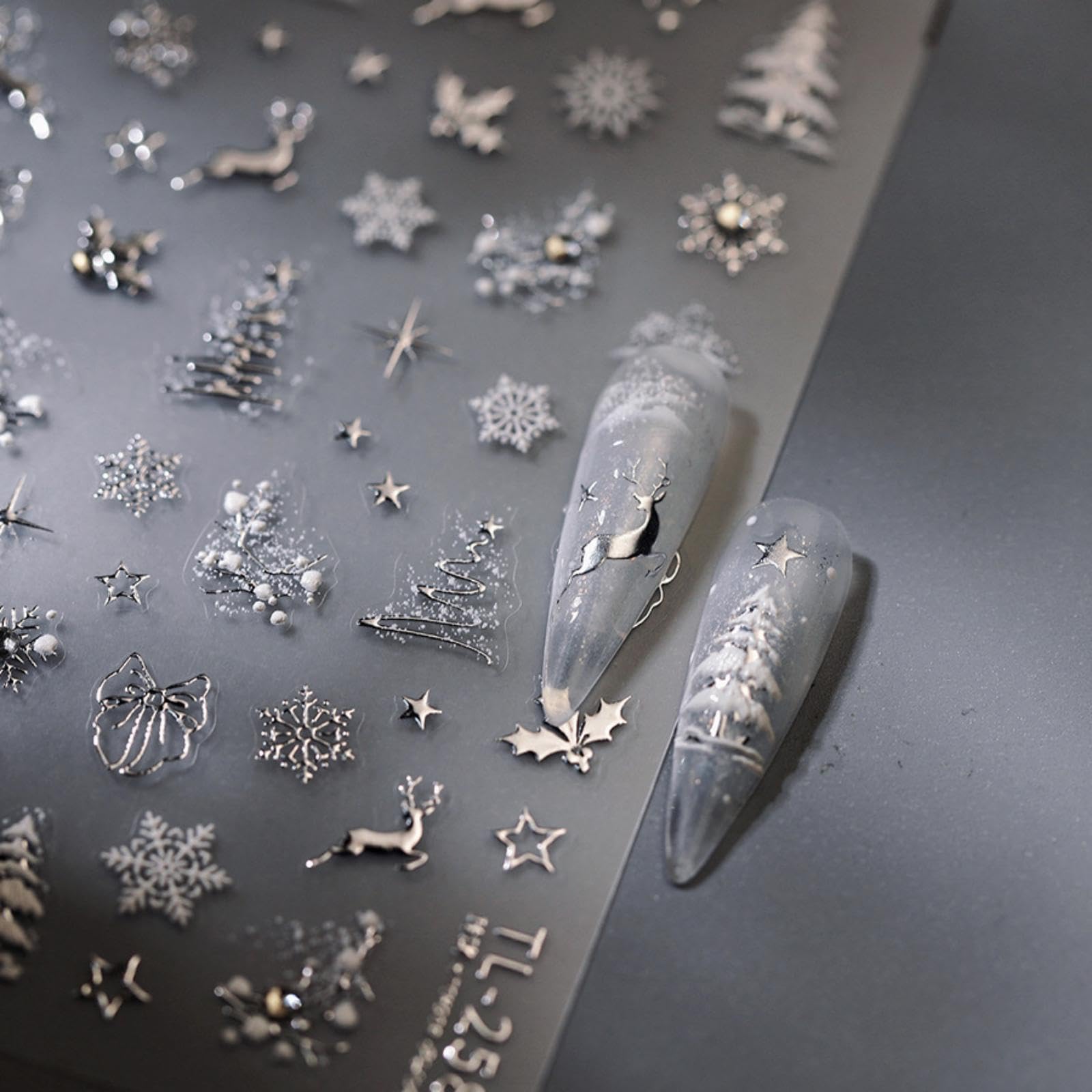 Amazon.com: 5D Embossed White Snowflake Nail Art Stickers,6 Sheets ...