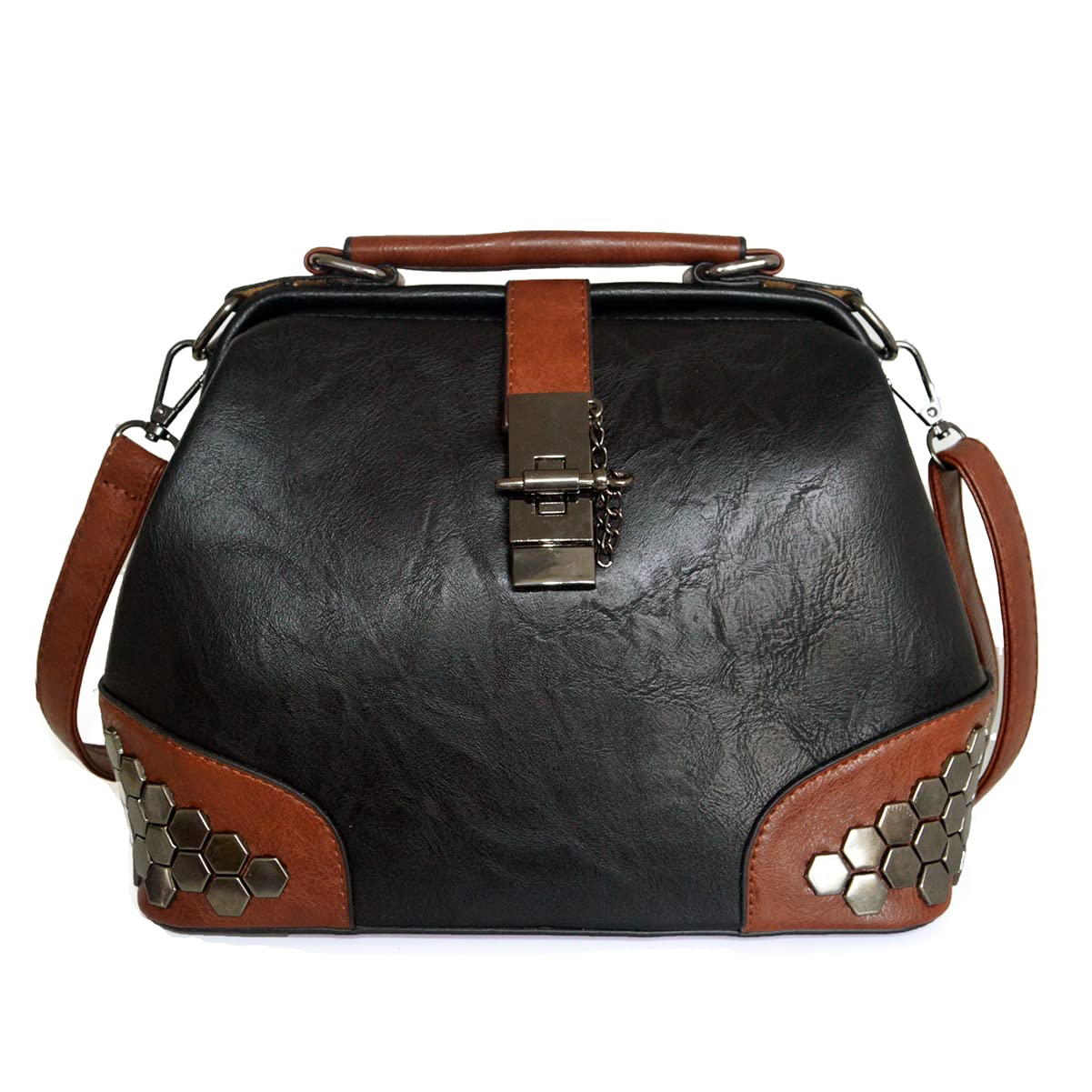 Black Gothic Rivet Studded Vintage Doctor Style Cross Body Convertible ...