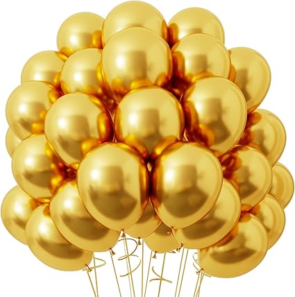 Amazon.com: RUBFAC 120pcs Gold Balloons 12 Inches Chrome Metallic ...