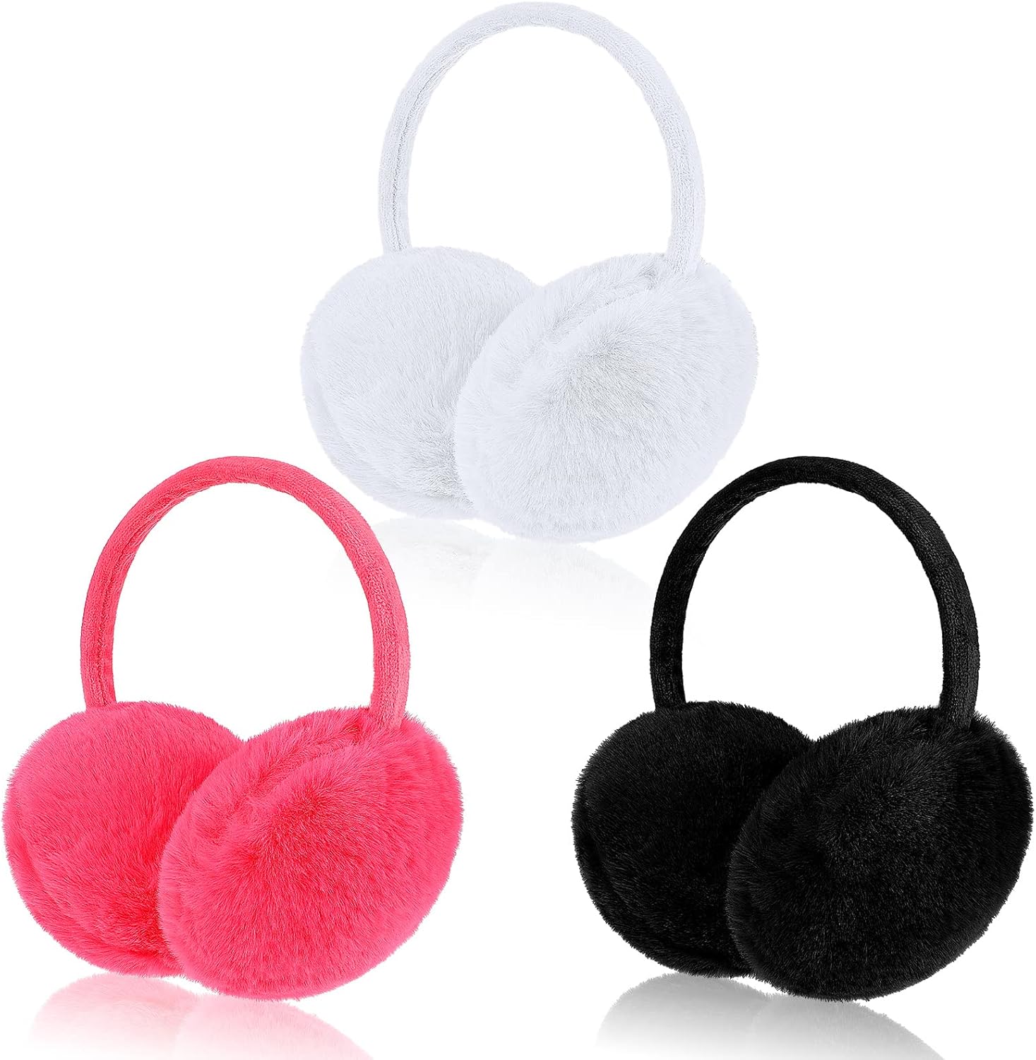 3 Pack Unisex Winter Ear Muffs - Upgraded Faux Fur Warm Earmuffs for ...