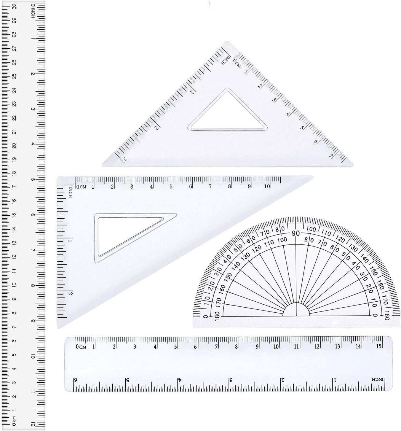 Amazon.com: 12 inches Plastic Ruler & 6 inch Straight Ruler & Plastic ...