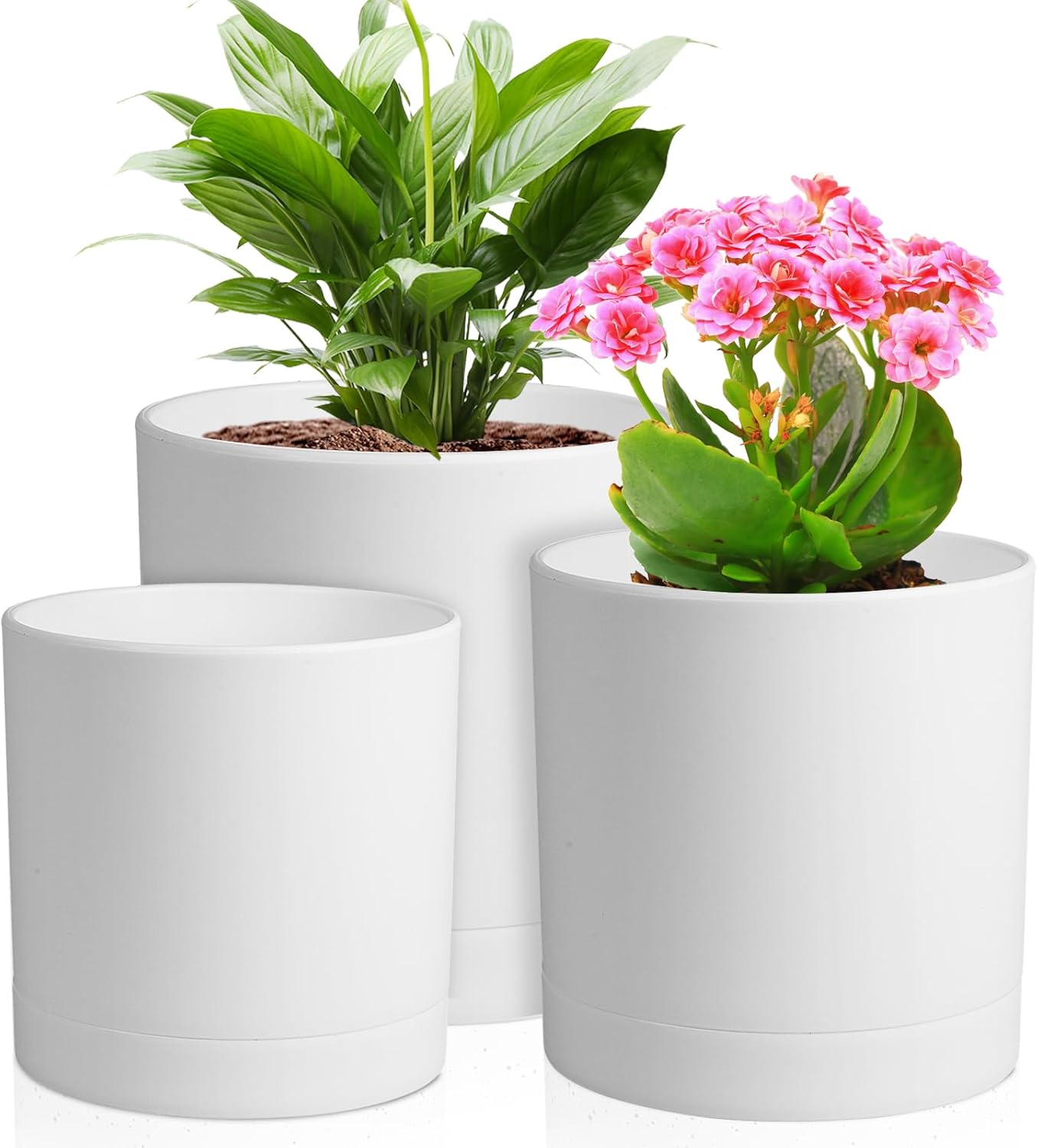 Amazon.com: Meowell 6/5/4 inch Flower Pots, Pack of 3 Cylinder Plant ...