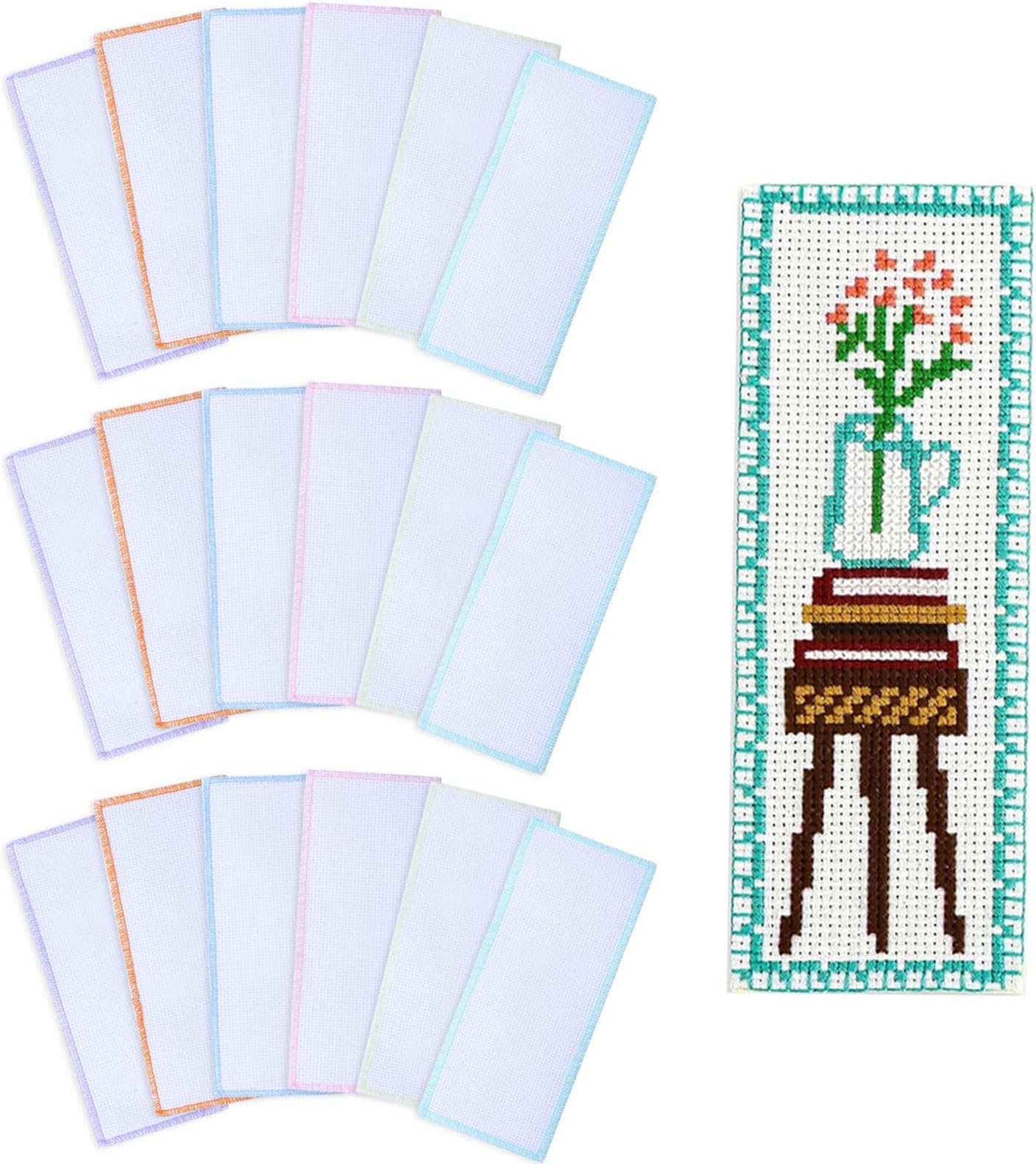 Amazon.com: 16pcs of 14count Multicolor aida Fabric Bookmarks to do ...