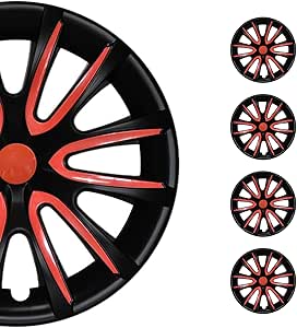Amazon.com: OMAC - Black Matt Red Matte Hub Caps 16 Inch Set of 4 for ...
