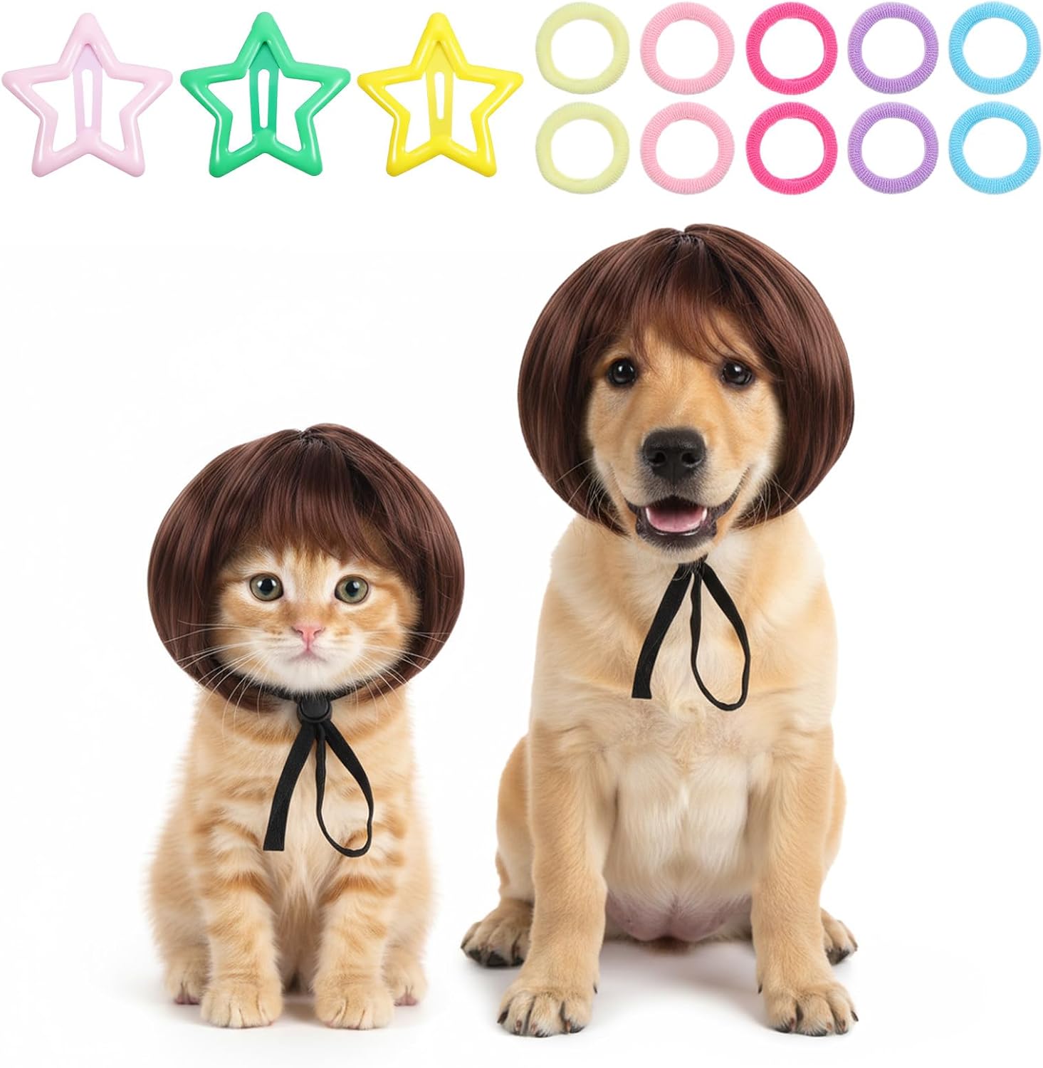 Amazon.com: Nogeqi Dog Wig for Small Medium Large Dogs, Pet Cat Wig ...