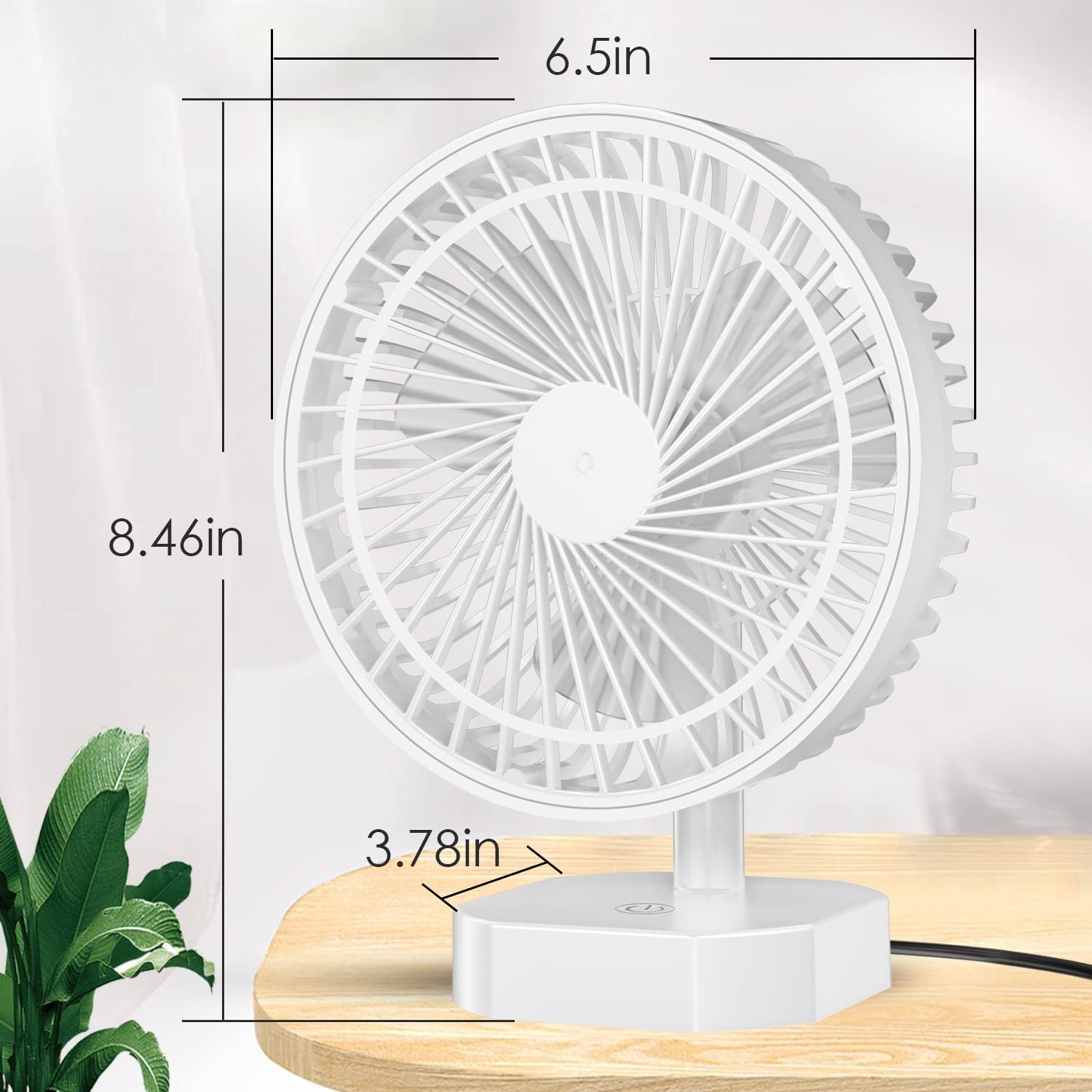 Nekuya USB Small Black Desk Fan 6.5 Inch, 5000mAh Rechargeable Mini ...