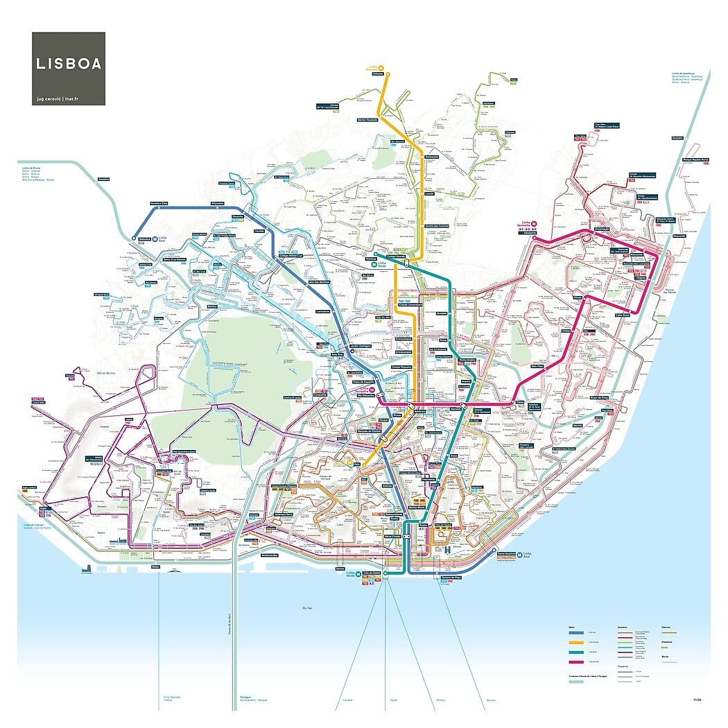 Lisbon Metro and Bus Map Poster - Comprehensive Guide to Lisbon's ...