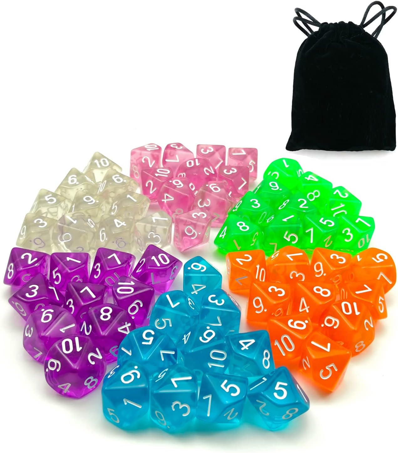 Set of 60 Pieces Ten Sided D10(0-9) Die &D Party Pub Bar Casino Poker ...
